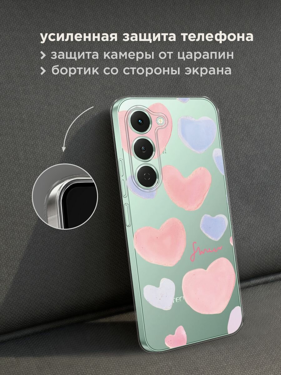 Чехол на Tecno Spark 40 Pro / Текно Спарк 40 Про с принтом "Пастельные сердечки", прозрачный — фото 1