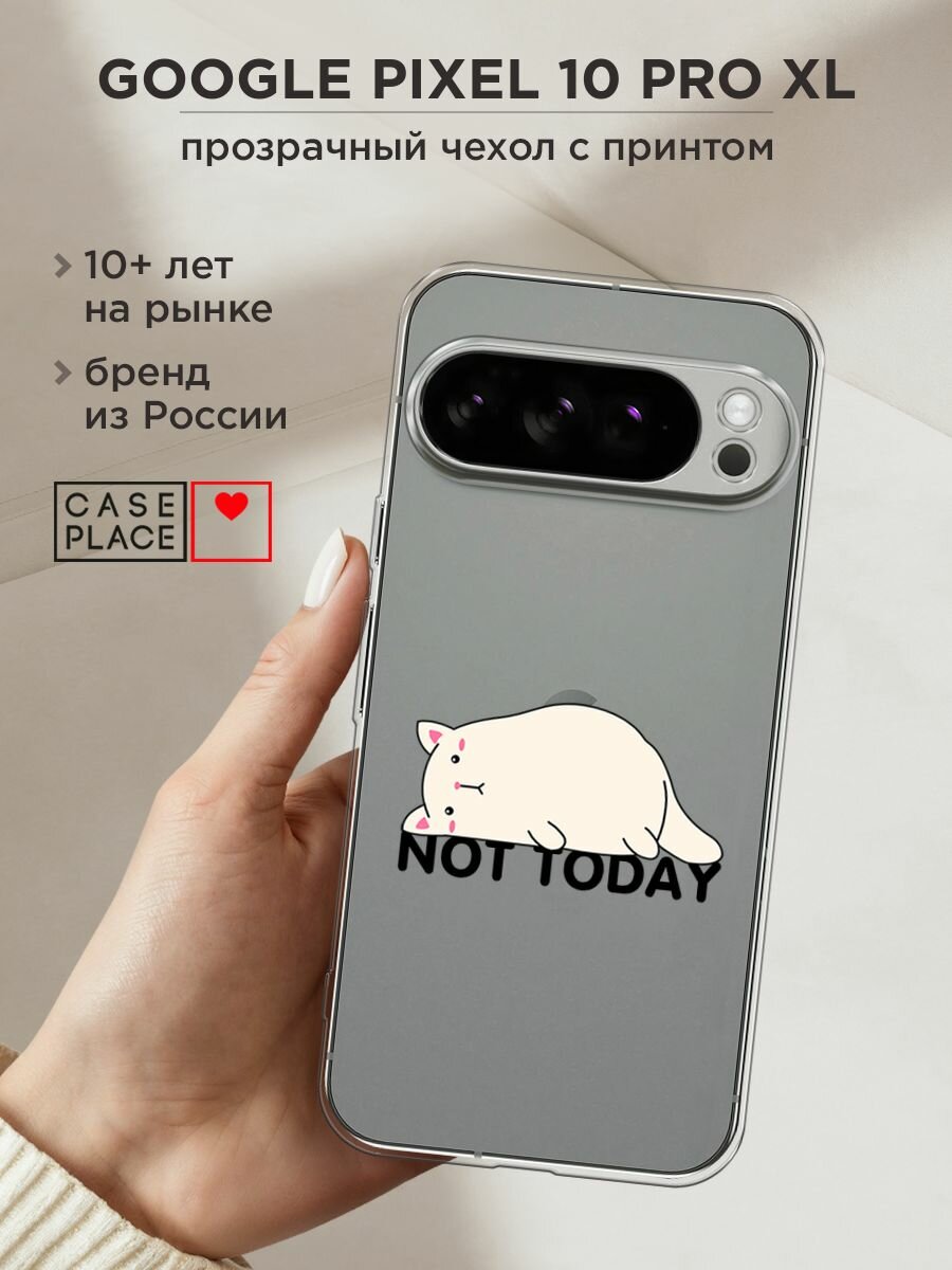 Чехол на Google Pixel 10 Pro XL / Гугл Пиксель 10 Про XL с принтом "Cat not today", прозрачный