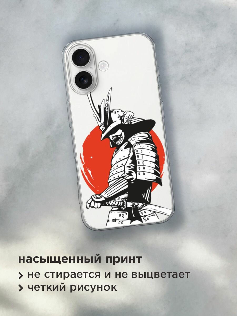 Чехол на Apple iPhone 17 / Айфон 17 с принтом "Самурай с катаной", прозрачный — фото 1