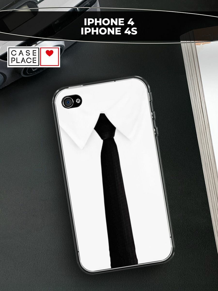 Силиконовый чехол на Apple iPhone 4/4S / Айфон 4/4S с принтом "Галстук"