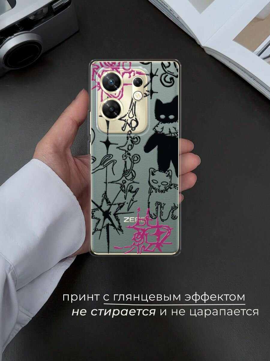 Чехол на Infinix Zero 30 4G / Инфиникс Зеро 30 4G с принтом "Готические котики" — фото 1