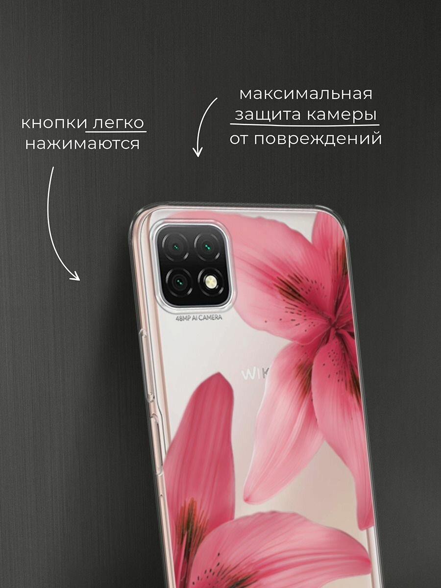 Чехол на Wiko T3 / Вико Т3 с принтом "Pink flower" — фото 1