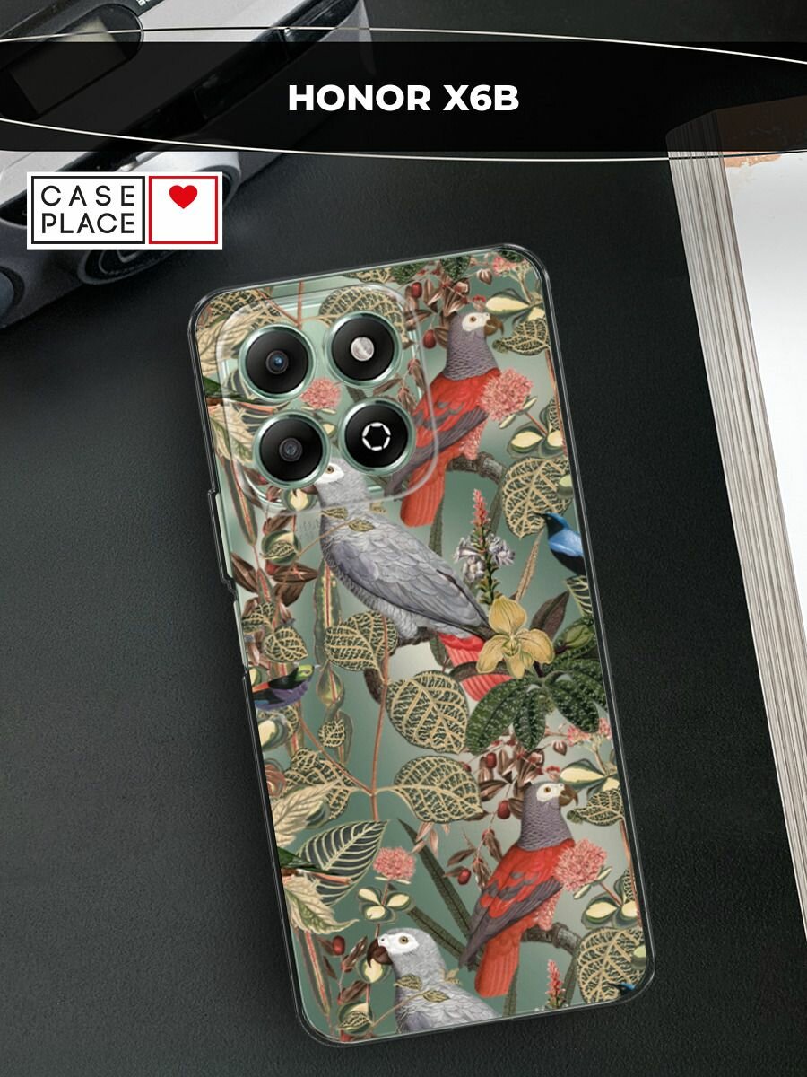 Чехол на Honor X6b / Хонор X6b с принтом "Tropical pattern", прозрачный