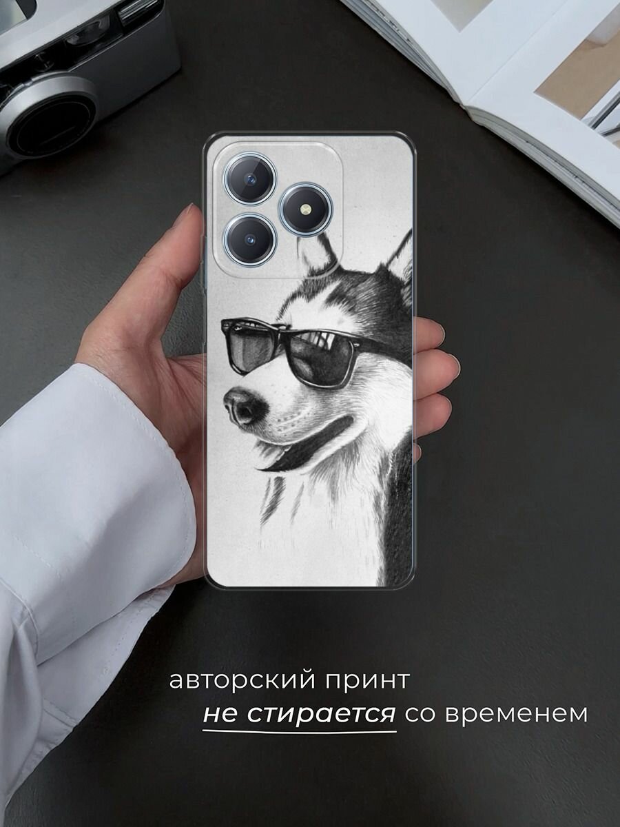 Силиконовый чехол на Realme C63 / Реалми С63 с принтом "Крутой Хаске" — фото 1