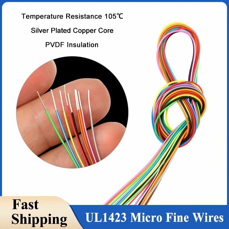 PTFE посеребренный медный провод 38-24 AWG 26 АВГ, White, 10 meters