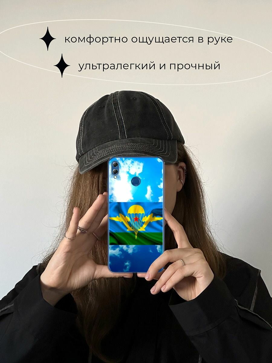 Силиконовый чехол на Honor 8X / Хонор 8Х с принтом "ВДВ флаг в небесах" — фото 1