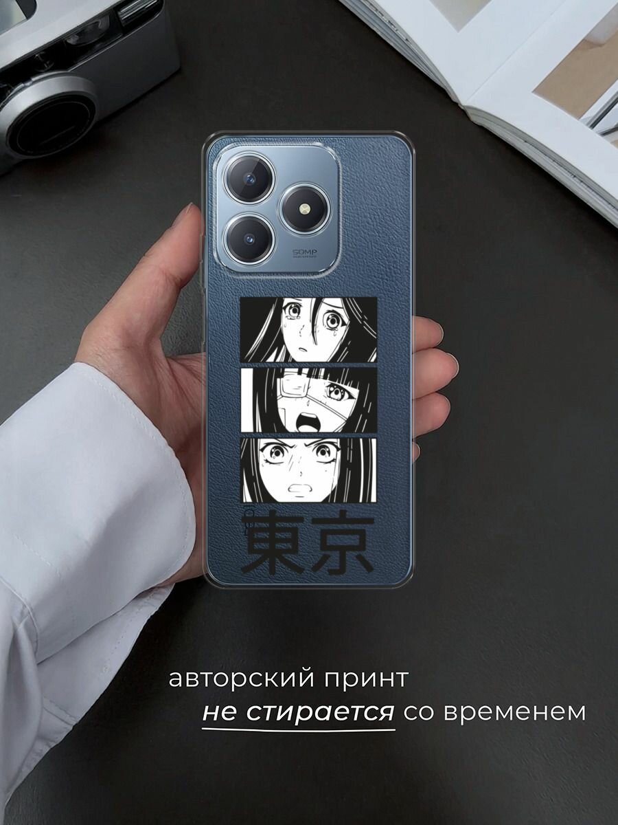 Чехол на Realme C63 / Реалми С63 с принтом "Tokyo girls", прозрачный — фото 1