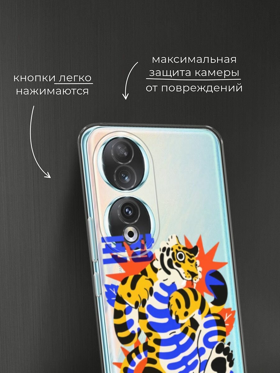 Силиконовый чехол на Honor 90 / Хонор 90 с принтом "Wooza", прозрачный — фото 1