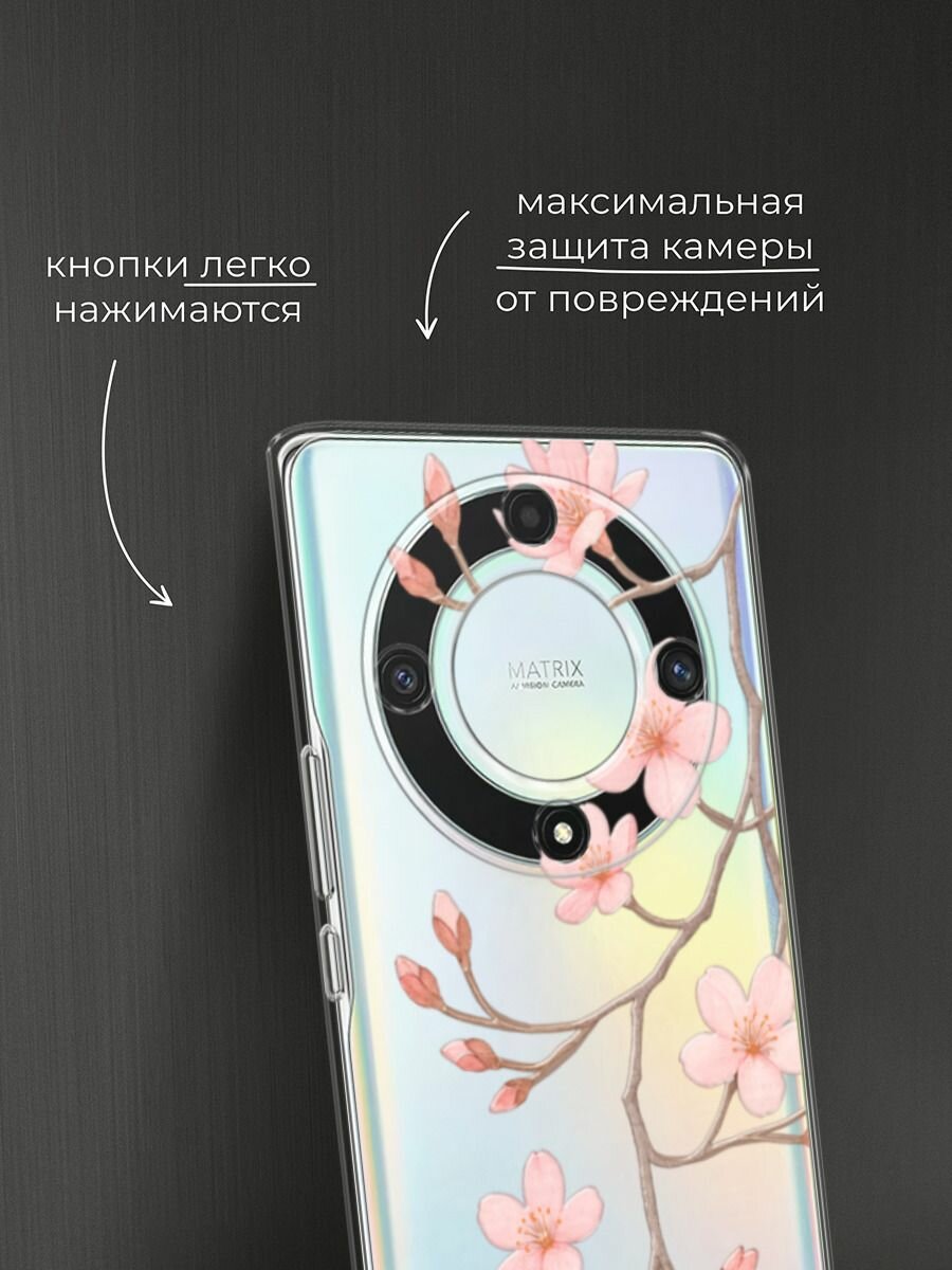 Чехол на Honor X9A / Хонор X9A с принтом "Веточка распускающейся сакуры 2" — фото 1