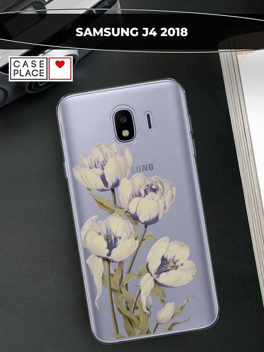Чехол на Samsung Galaxy J4 / Самсунг Галакси Джей 4 с принтом "Серые бутоны"