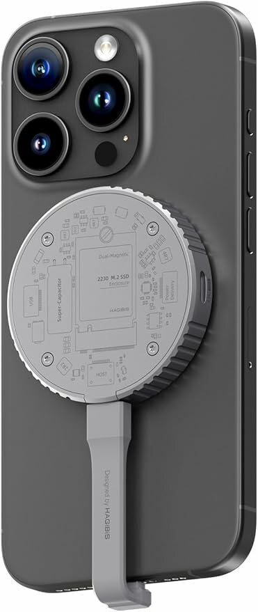Корпус Hagibis Magnetic M.2 2230 NVMe SSD с Magsafe для iPhone 16, 15 Pro Max ProRes, адаптер USB C 3.2 Gen2 10 Гбит/с - NVMe, внешний алюминиевый корпус для SSD для MacBook, iPad Pro, Android (MC100)