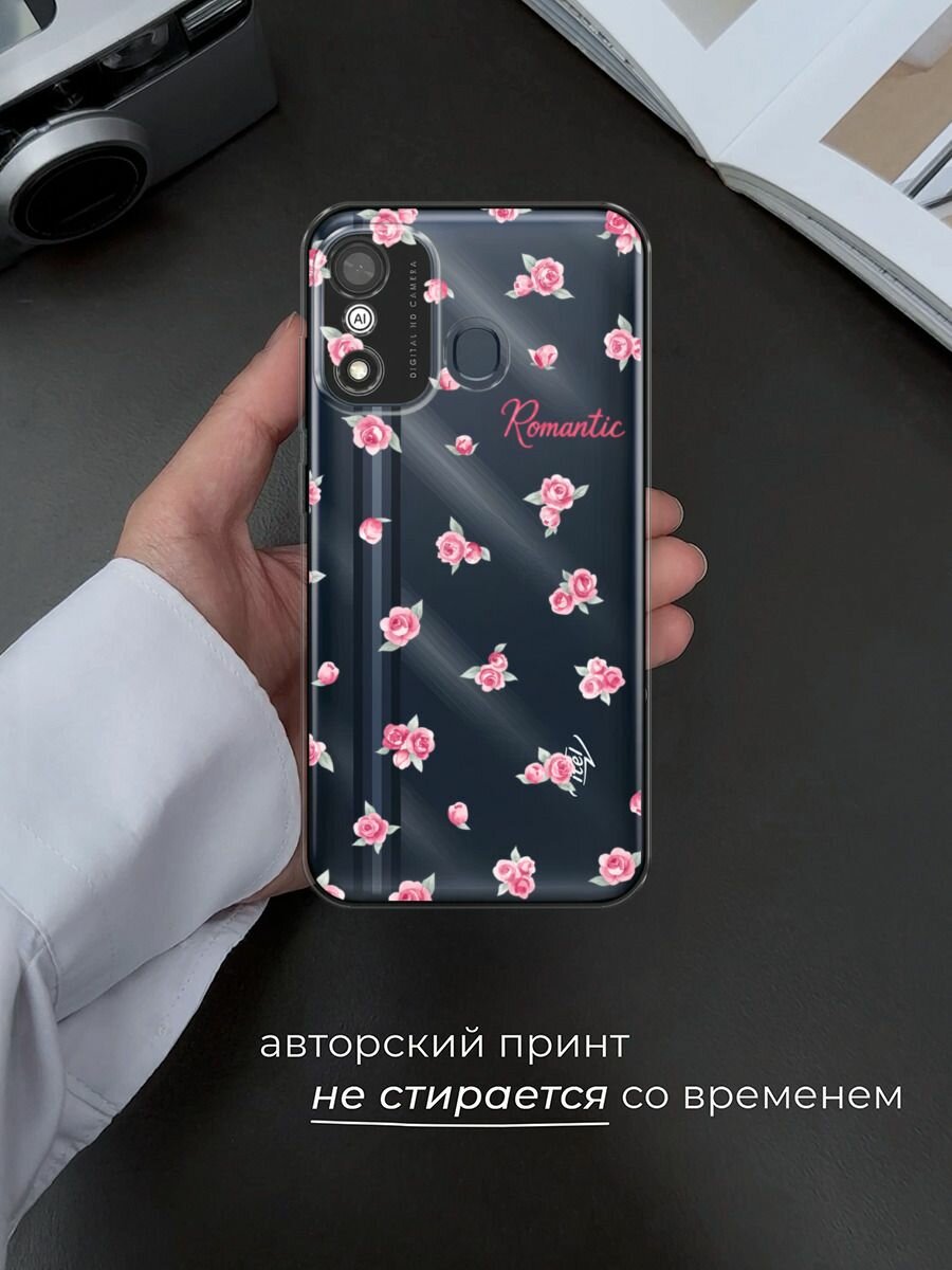 Чехол на Itel A27 / Ител А27 с принтом "Romantic 2", прозрачный — фото 1
