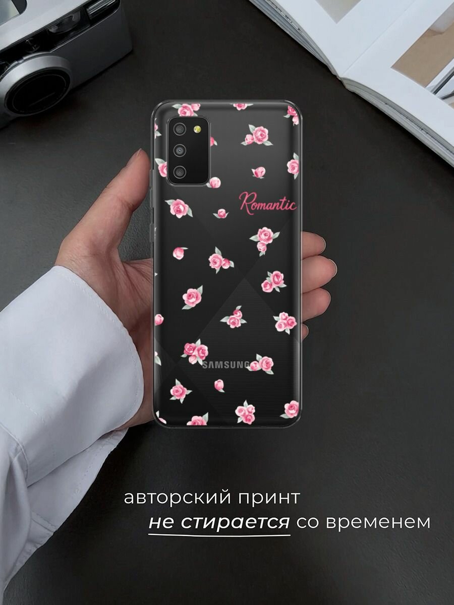 Чехол на Samsung Galaxy A02s / Самсунг Галакси A02s с принтом "Romantic 2", прозрачный — фото 1