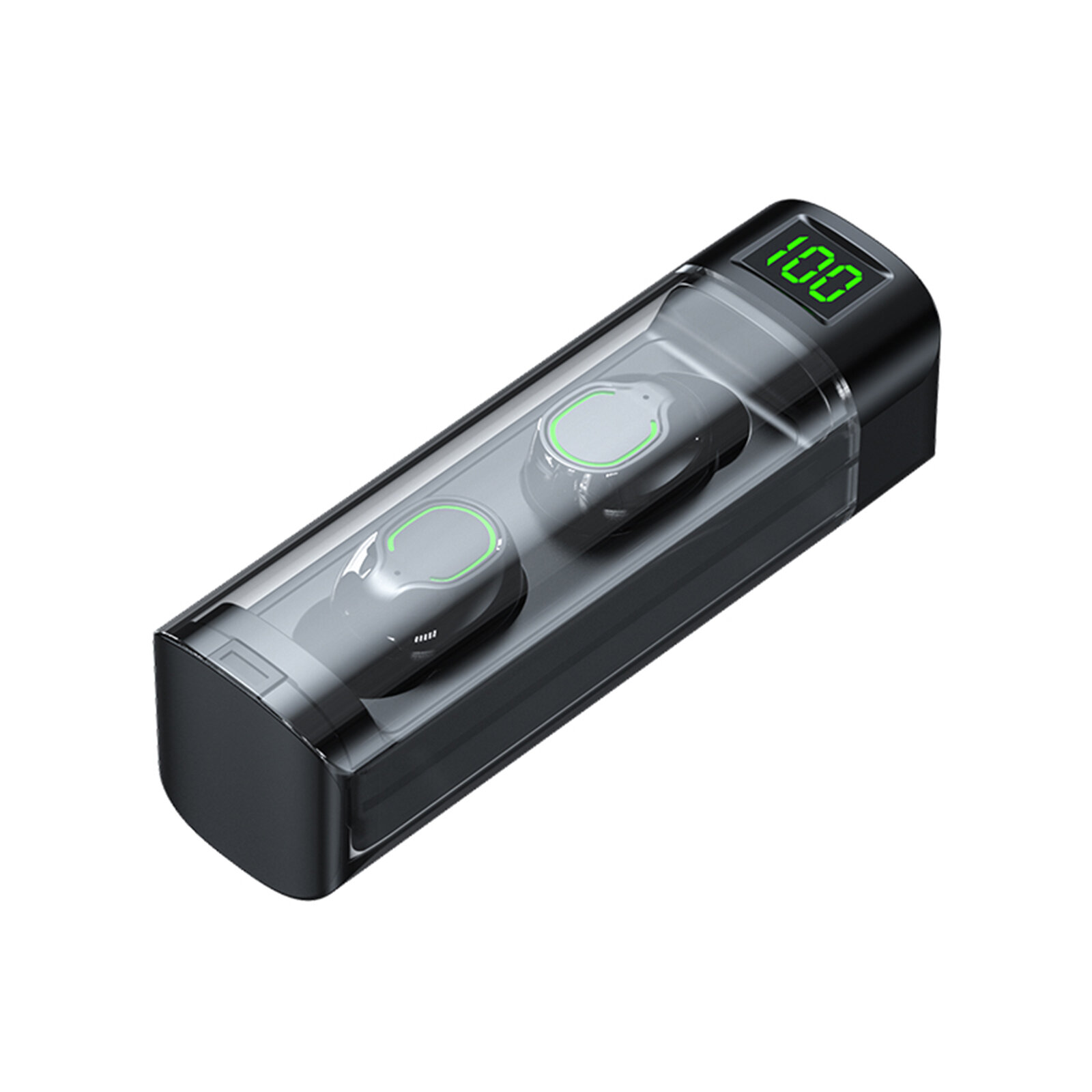 BQ60 Выдвижной низкоэнергетический беспроводной гарнитурный наушник BT Прозрачный кабинет HD разговор ACS Панорамный звук Hi-Fi акустические компоненты HD цифровой дисплей, черный, BT 5.3, Динамик φ8мм, Батарея наушника 45mah, Батарея отсека наушника