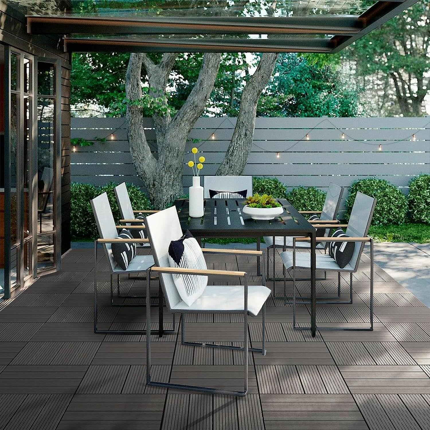 Облицовочная плитка для патио из древесно-пластикового композита, 9 упаковок (0,83 кв. м), 30х30 см