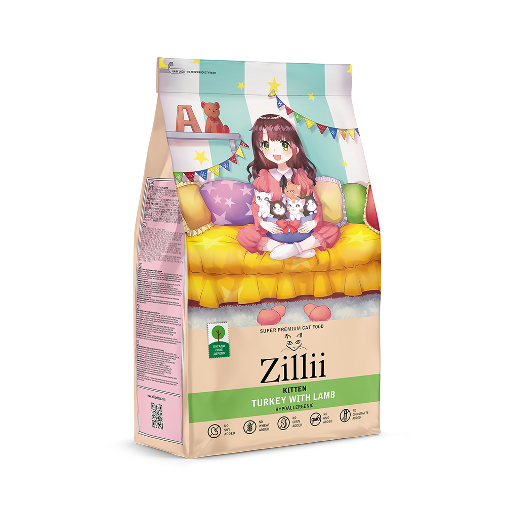 Сухой корм Zillii Kitten для котят с индейкой и ягненком - 400г
