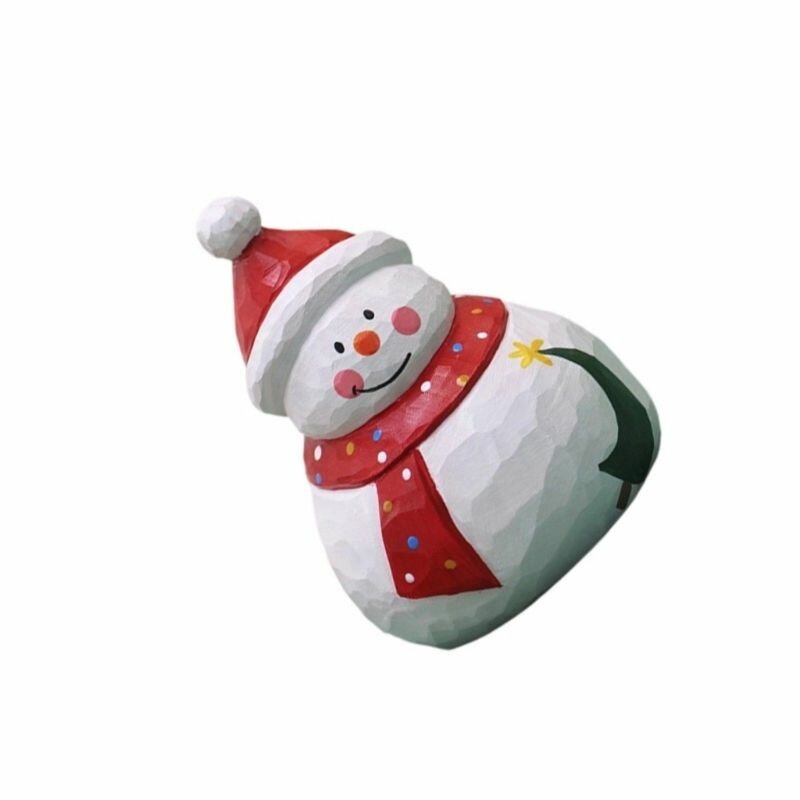 Деревянное рождественское кукольное украшение-большой снеговик