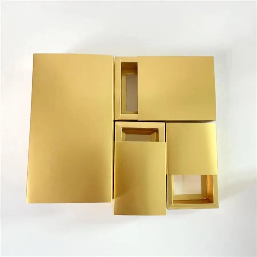 Подарочная коробка из крафт-бумаги, матовая однотонная коробка из 10 ПВХ для чая, игрушек, конфет, Подарочная бумажная коробка для свадебной вечеринки Gold, 10.6x8.6x4cm