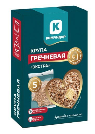 Крупа Командор Гречка ядрица Экстра 80г*5, в пакетиках для варки