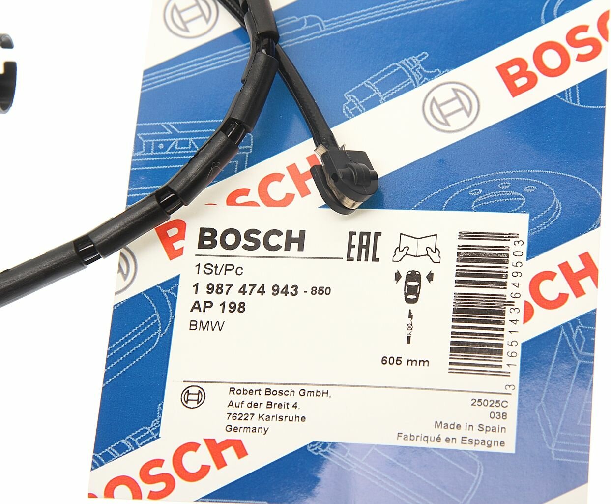 Датчик износа тормозных колодок, для БМВ 3, Z4 арт 1987474943 BOSCH
