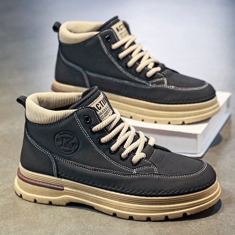 MOOCIE Мужские ботинки Martin, новый осенний стиль, дышащие высокие рабочие ботинки, модные и универсальные спортивные повседневные короткие ботинки на толстой подошве