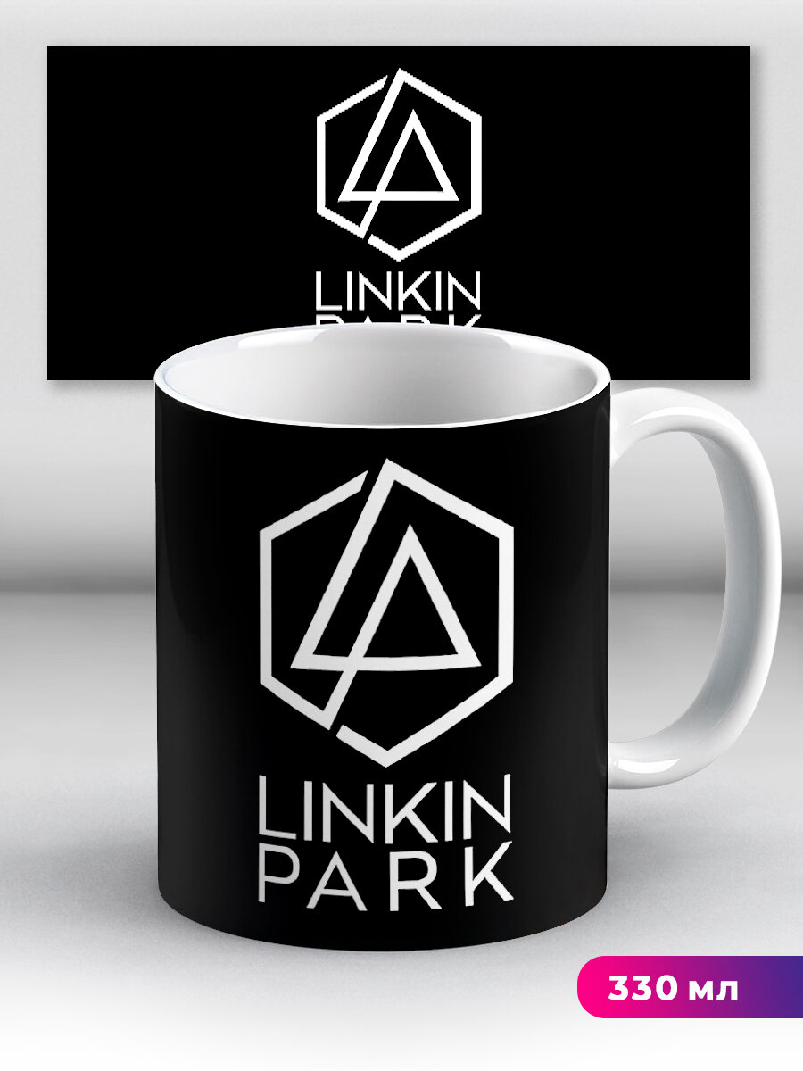 Кружка Linkin Park Линкин Парк лого 330 мл, керамическая с принтом, подходит для СВЧ, горячих и холодных напитков