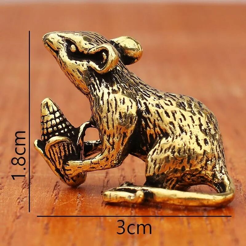 Статуэтка мыши из латуни, декоративное произведение искусства