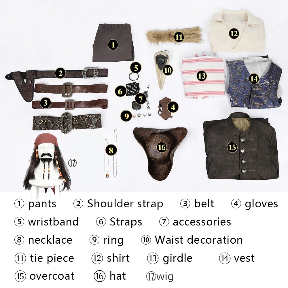 Мужской костюм Джека из полиэстера L, Full set NO boots