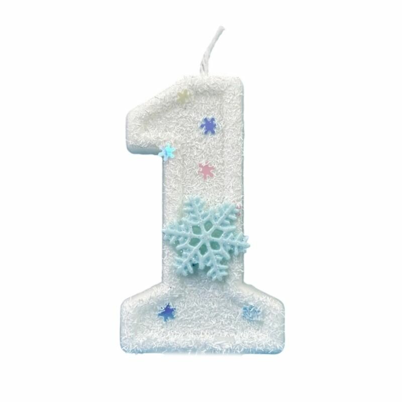 Цифровая свеча для праздничного торта winter Snowflake Candle-1