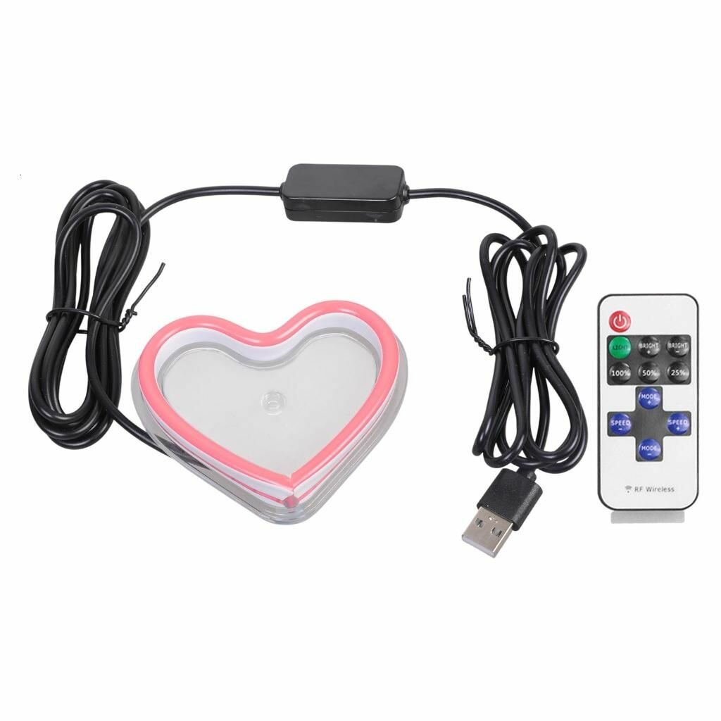 Светодиодный автомобильный светильник Сердце , Розовый - USB-порт