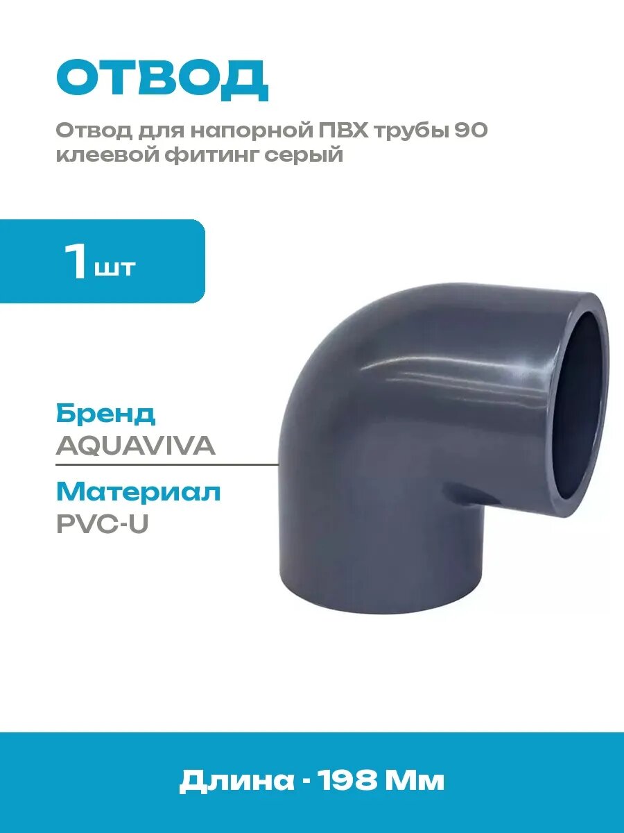 Отвод 90 градусов 90 мм клеевой фитинг серый для труб ПВХ