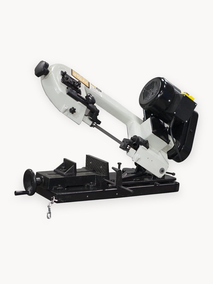 Ленточнопильный станок Stalex SBS-90: мощность 450 Вт, пропил под углом 45°, для обработки алюминия, стали и пластика, 3