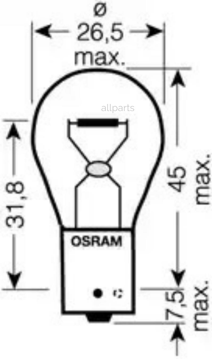 OSRAM 7507ULT-02B Лампа PY21W 12V 21W ULTRA LIFE BAU15s, блистер 2 шт.