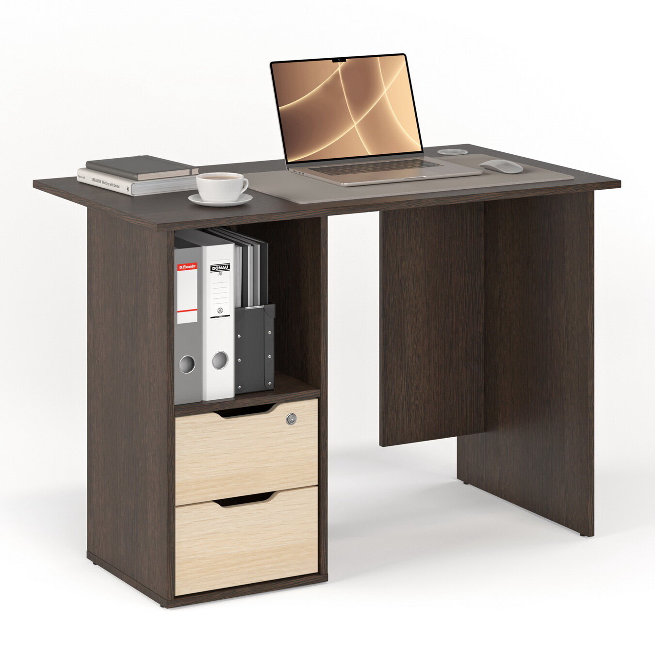 Стол письменный БАНГА-62 левый Венге - Дуб молочный