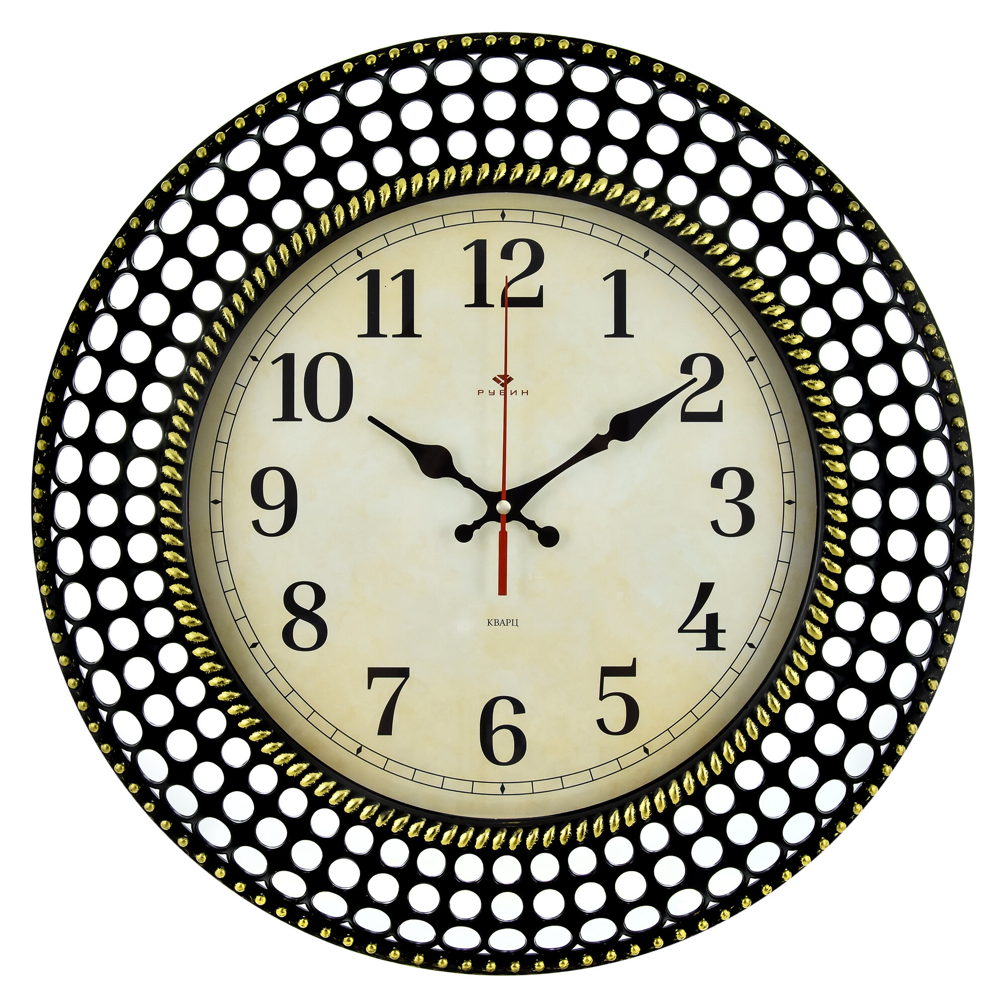Часы настенные "Рубин" 4027-001. черный с золотом "Классика"