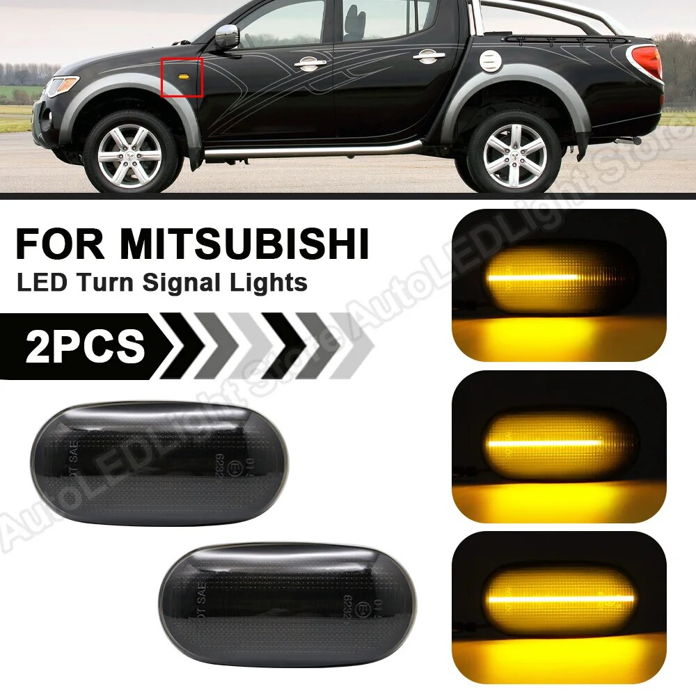 2 шт. LED поворотники Smoke dynamic для Mitsubishi Triton/L200