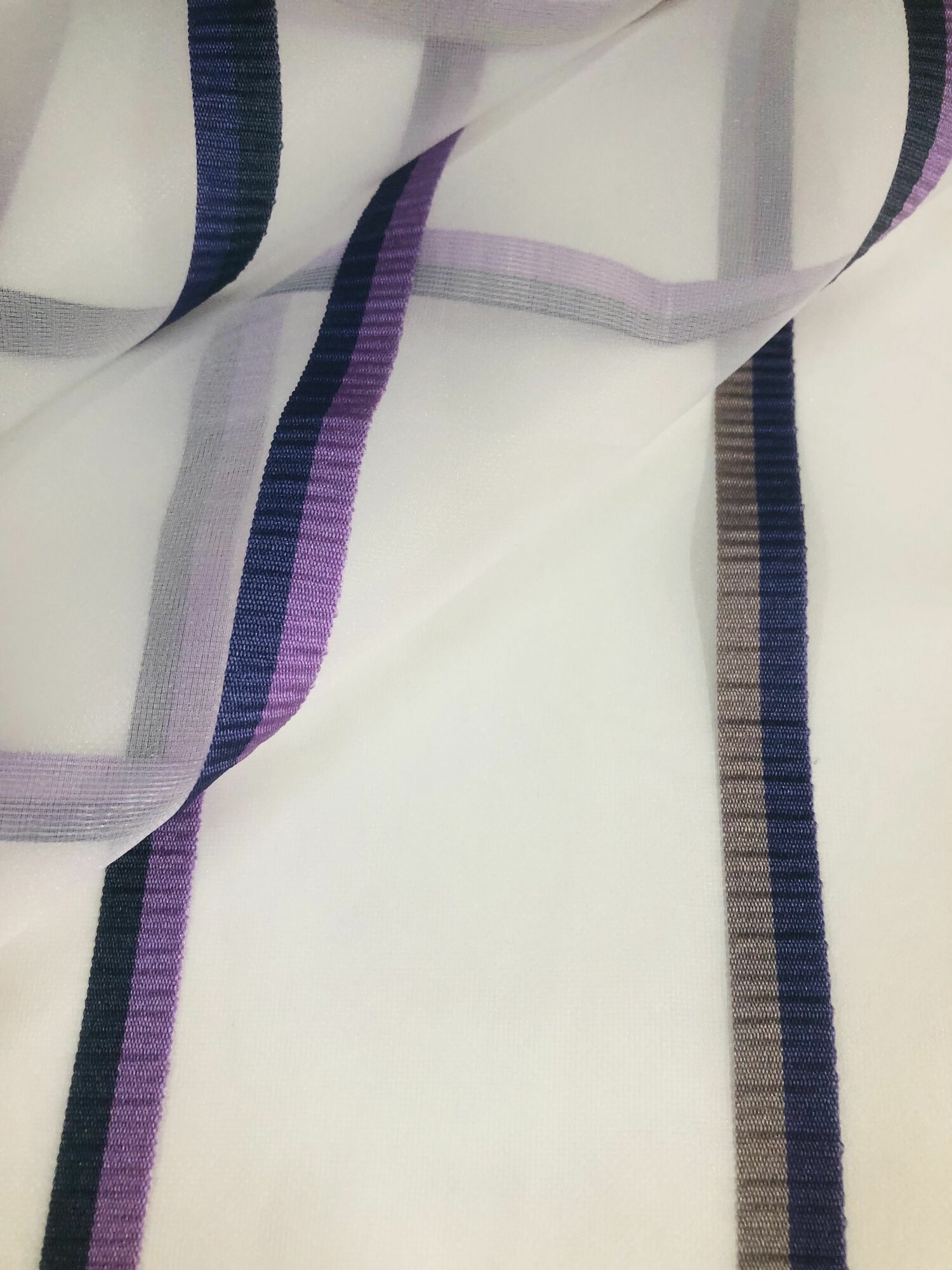 Тюль, органза, "Сине-фиолетовая полоска", прозрачная, 2.7x3 м