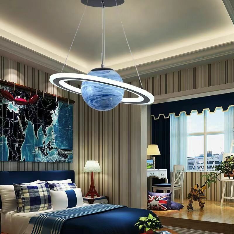 Потолочное оформление в стиле планет для детской комнаты