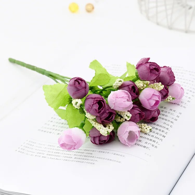 Искусственные розы Wusmart, шелк, мини букетик Сиреневый, Spring Purple