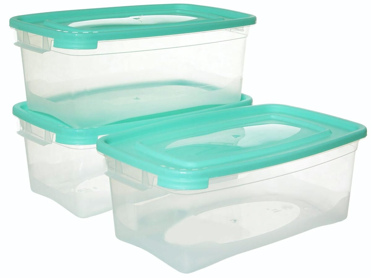 Набор контейнеров «Каскад 2», 3шт, 1л, полипропилен, для СВЧ и морозилки, прямоугольные