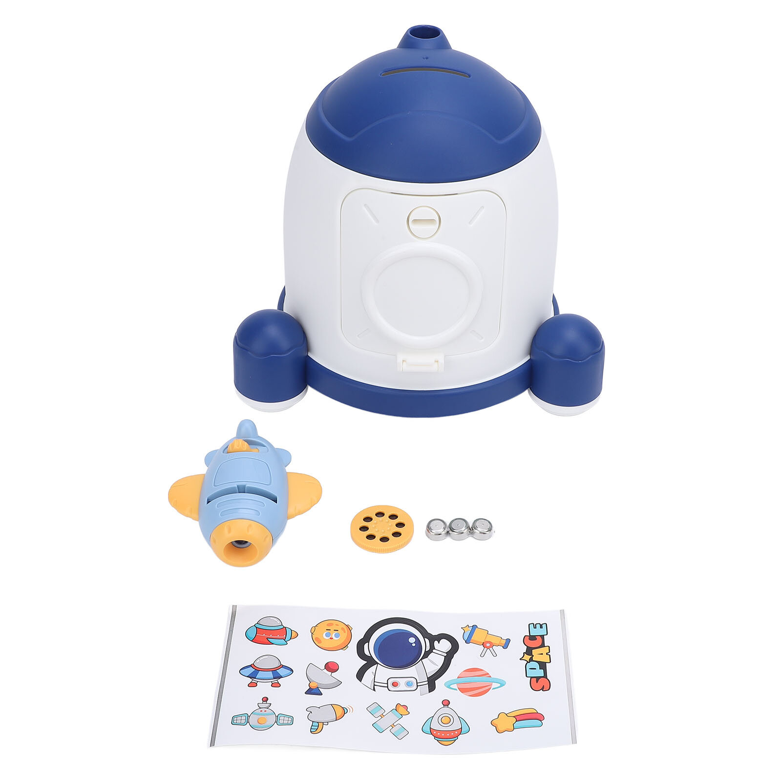 Детская проекционная копилка с наклейками, ключом для разблокировки, обучающая электронная копилка для мальчиков и девочек, синяя.