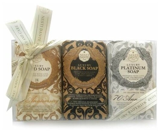 Набор Luxury Nesti Dante/Нести Данте: Мыло золотое+платиновое+черное 250г 3шт