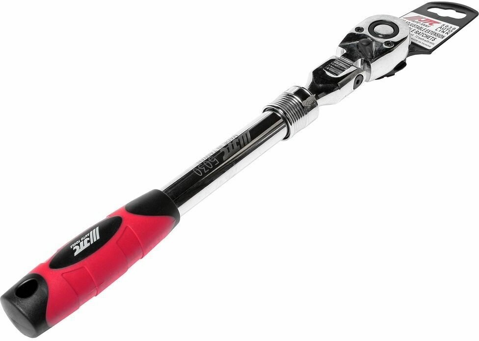 Трещотка 1/2" 72-зубцовая шарнирная с поворотной головкой, с резиновой рукояткой, регулируемая длина 345-495мм JTC-5030