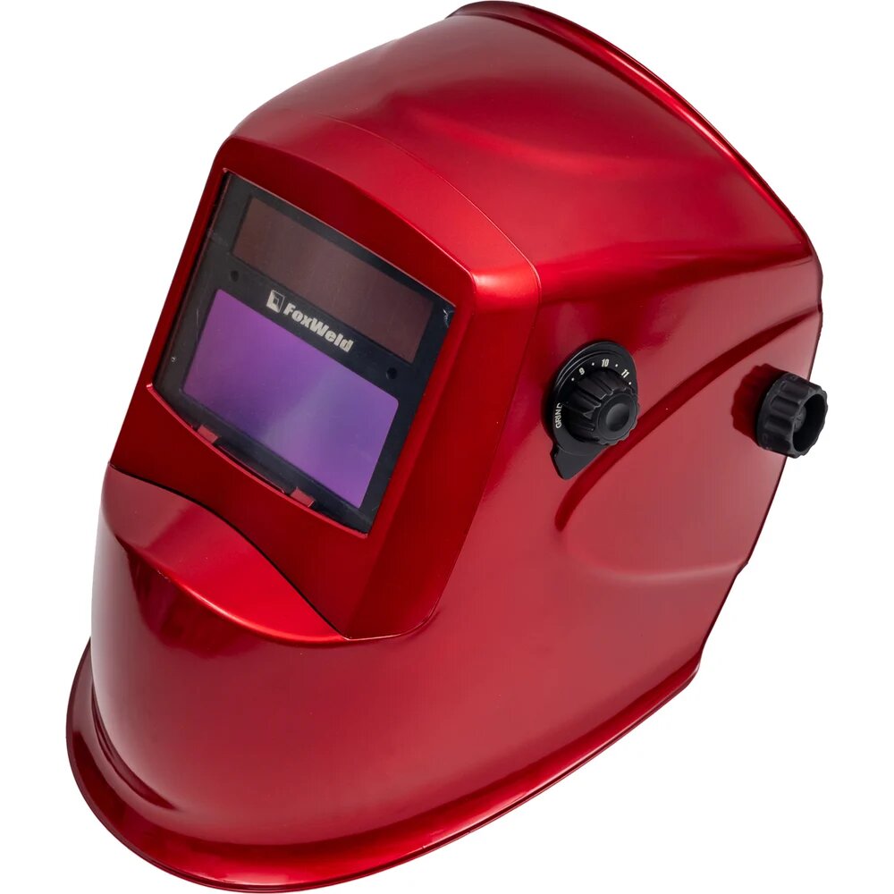 Маска сварщика FOXWELD КОРУНД-2, красная, нейлоновый корпус, хамелеонный светофильтр, двойные оптические датчики