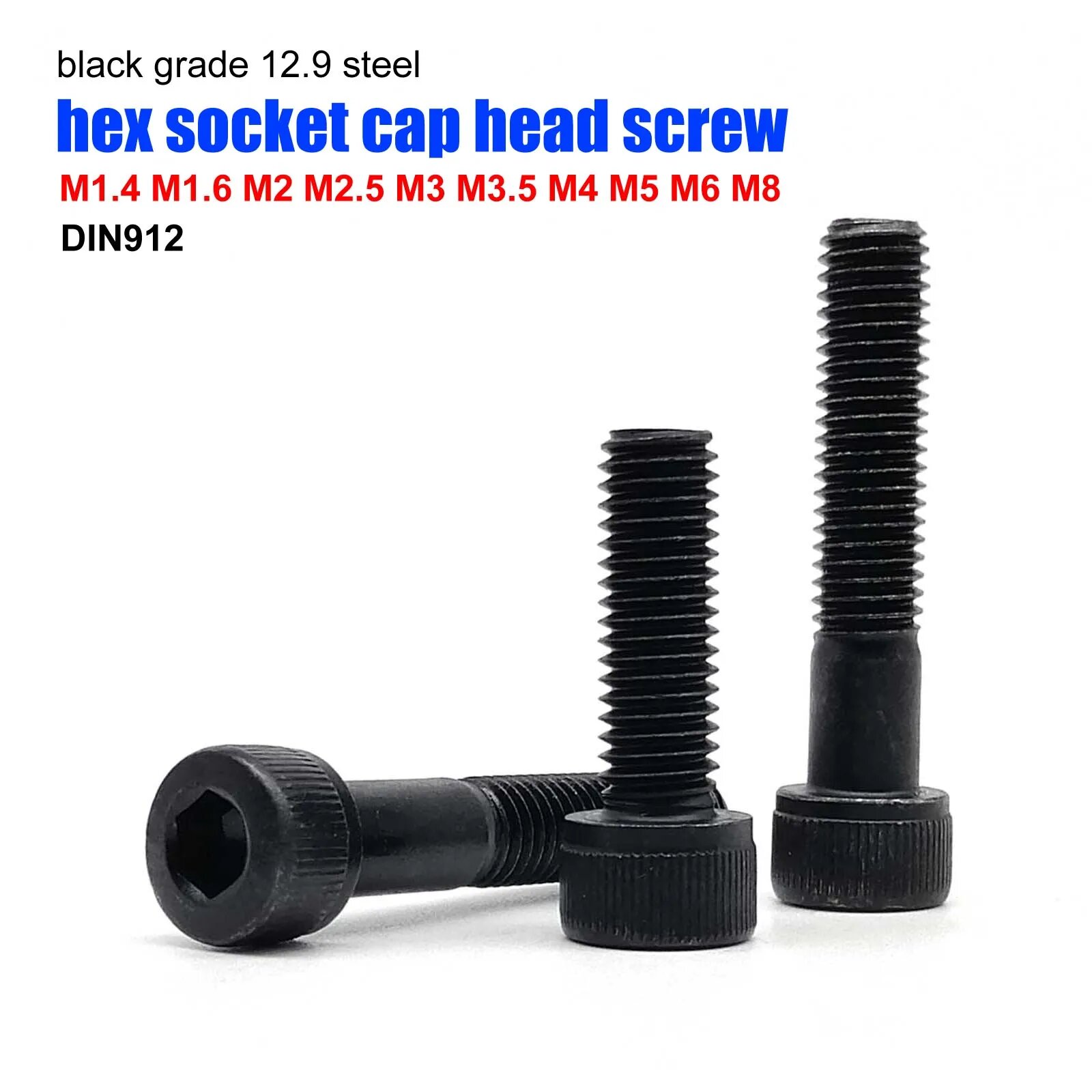 Michastu Болты DIN912 из стали 12.9 5/10/50 шт. M2.5 50pcs, 25mm