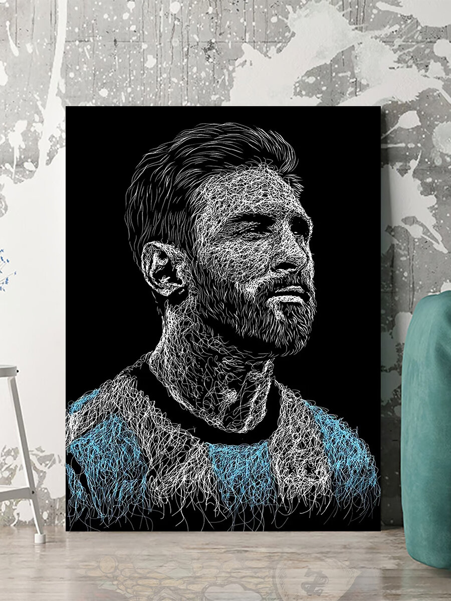 Картина на стену для интерьера - "Лионель Месси, футбол", 30х40 см.