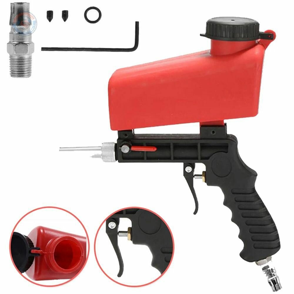 Пескоструйный пистолет, регулируемый пневматический инструмент для очистки ржавчины и полировки металла, алюминиевый сплав, 6,5 мм сопло, 21 фунт бак