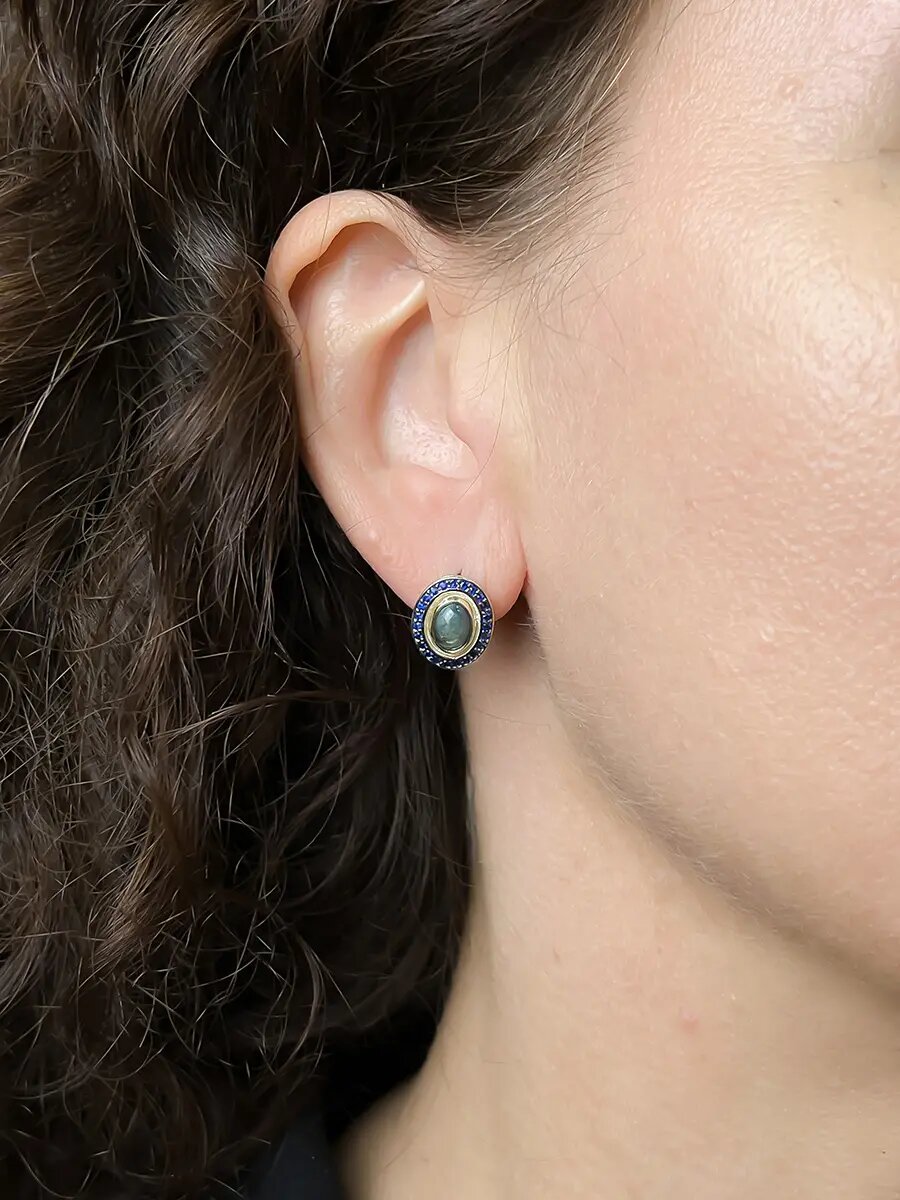 Серьги Кристалл Мечты, желтое золото, 375 проба, сапфир, александрит