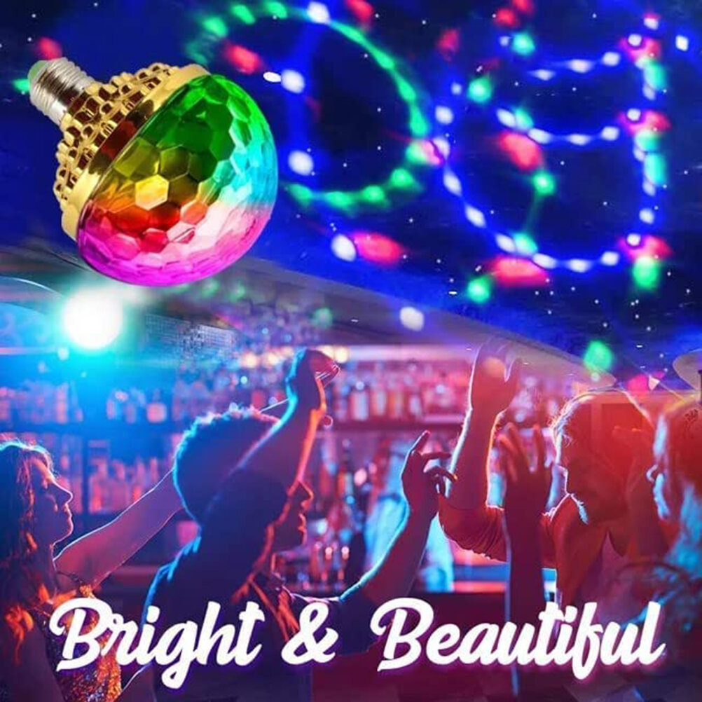 Красочный вращающийся шаровой светильник DJ Crystal RGB Party Light Диско-шар Светодиодный RGB стробоскоп для вечеринок Лампа Вращающийся шаровая лампочка с цоколем