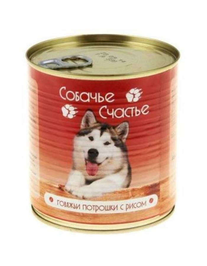 Собачье Счастье Говяжьи Потрошки с Рисом 12х750